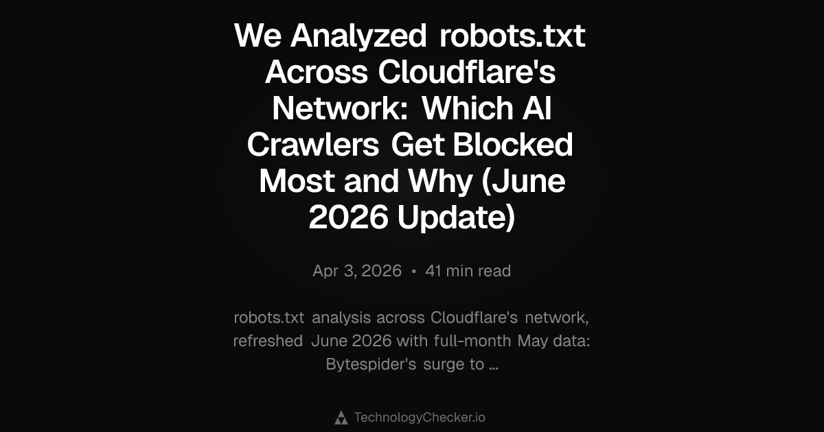 We Analyzed robots.txt Across Cloudflare's Network: Which AI Crawlers ...